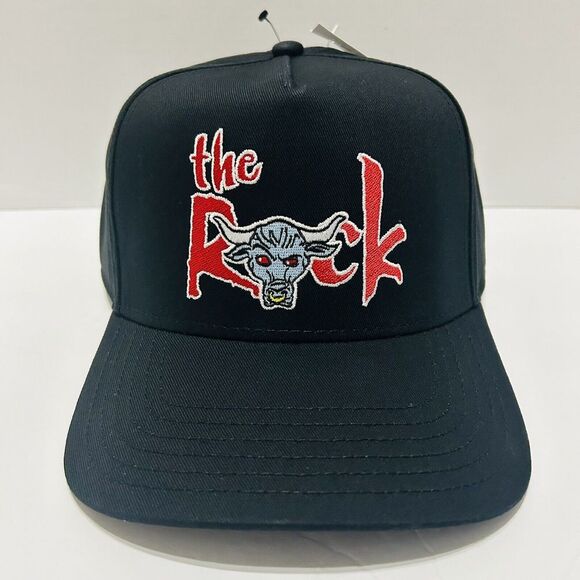 WWE | Accessories | Wwe The Rock Snapback Hat Cap Black Wwf Wrestling ...